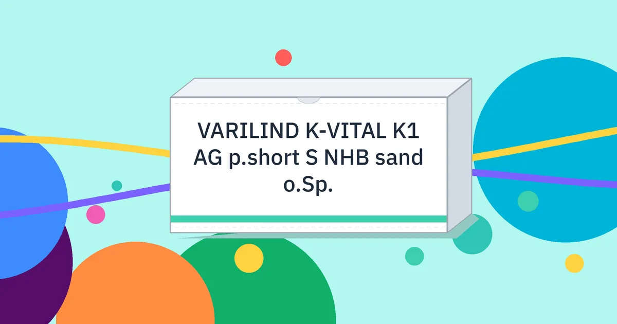Symbolbild: Packung mit der Aufschrift VARILIND K-VITAL K1 AG p.short S NHB sand o.Sp. (PZN 20562935) – Verfügbarkeit und Bezug in Apotheken in Frankfurt am Main