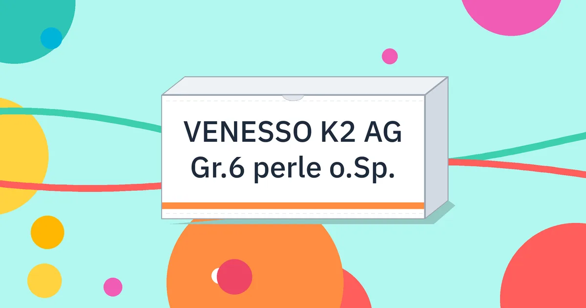 Symbolbild: Packung mit der Aufschrift VENESSO K2 AG Gr.6 perle o.Sp. (PZN 03279161) – Verfügbarkeit und Bezug in Apotheken in Frankfurt am Main
