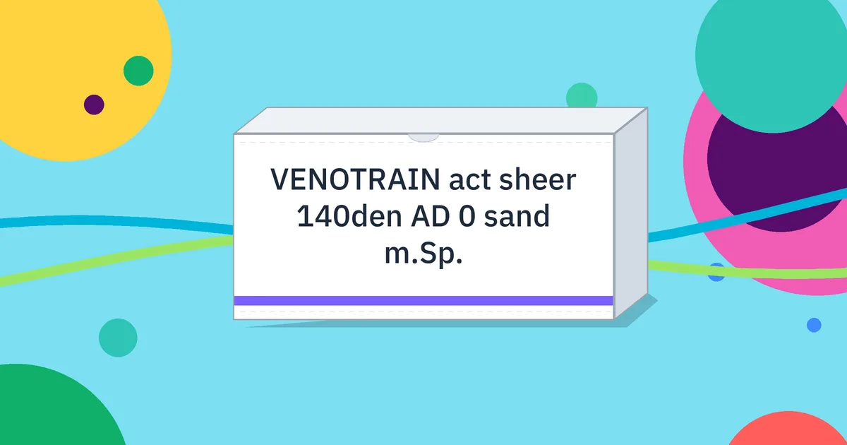 Symbolbild: Packung mit der Aufschrift VENOTRAIN act sheer 140den AD 0 sand m.Sp. (PZN 16209297) – Verfügbarkeit und Bezug in Apotheken in Frankfurt am Main