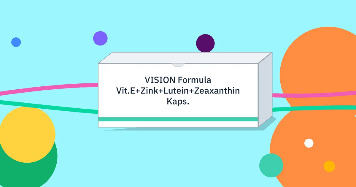 Symbolbild: Packung mit der Aufschrift VISION Formula Vit.E+Zink+Lutein+Zeaxanthin Kaps. (PZN 18734487) – Verfügbarkeit und Bezug in Apotheken in Frankfurt am Main