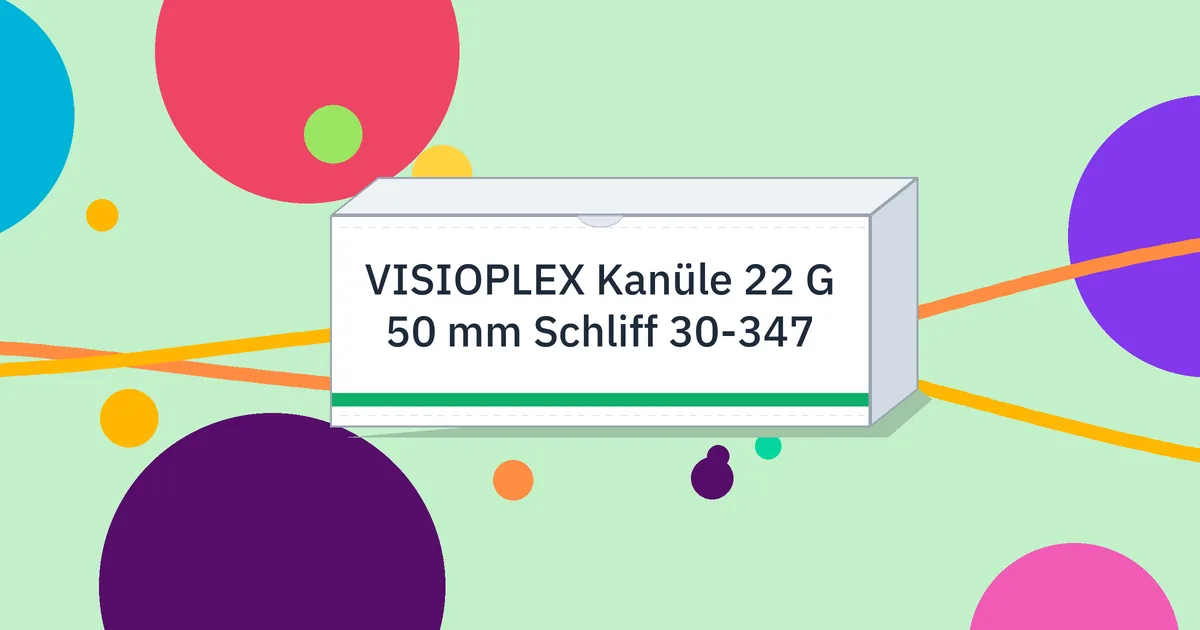 Symbolbild: Packung mit der Aufschrift VISIOPLEX Kanüle 22 G 50 mm Schliff 30-347 (PZN 09527387) – Verfügbarkeit und Bezug in Apotheken in Frankfurt am Main