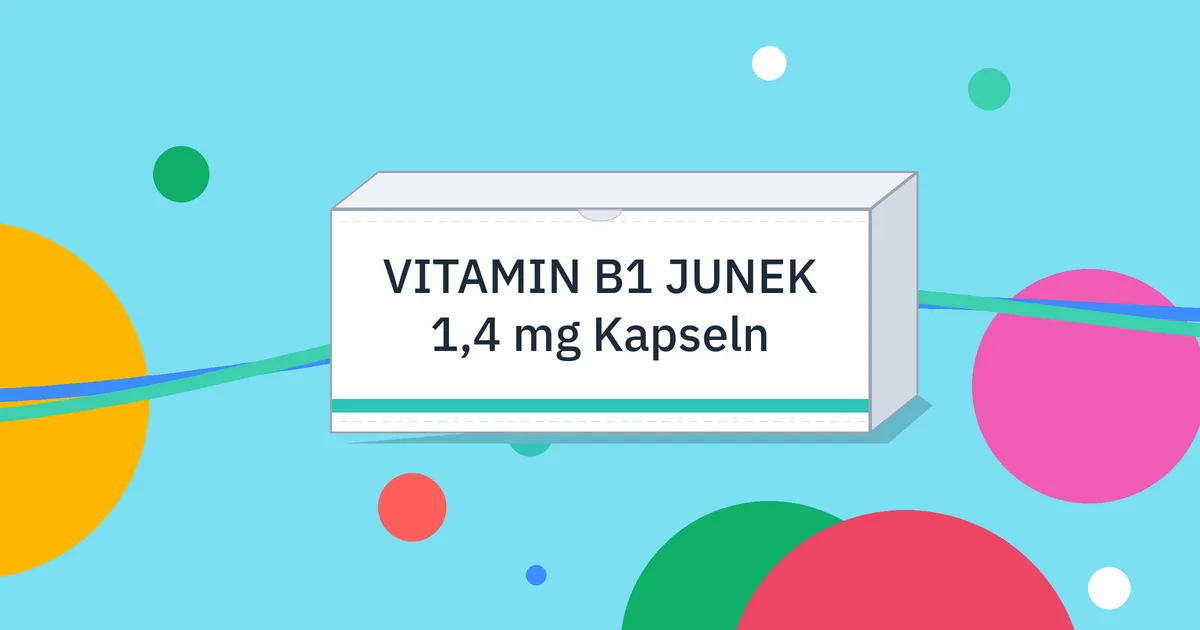 Symbolbild: Packung mit der Aufschrift VITAMIN B1 JUNEK 1,4 mg Kapseln (PZN 10051501) – Verfügbarkeit und Bezug in Apotheken in Frankfurt am Main