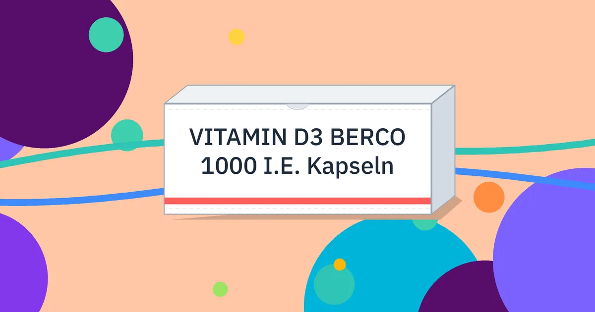 Symbolbild: Packung mit der Aufschrift VITAMIN D3 BERCO 1000 I.E. Kapseln (PZN 12730502) – Verfügbarkeit und Bezug in Apotheken in Frankfurt am Main