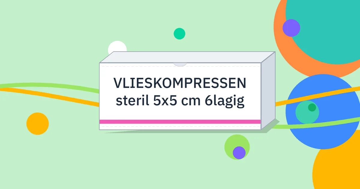 Symbolbild: Packung mit der Aufschrift VLIESKOMPRESSEN steril 5x5 cm 6lagig (PZN 20611622) – Verfügbarkeit und Bezug in Apotheken in Frankfurt am Main