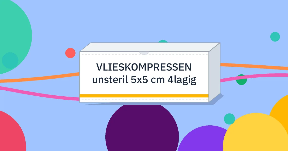 Symbolbild: Packung mit der Aufschrift VLIESKOMPRESSEN unsteril 5x5 cm 4lagig (PZN 00962153) – Verfügbarkeit und Bezug in Apotheken in Frankfurt am Main