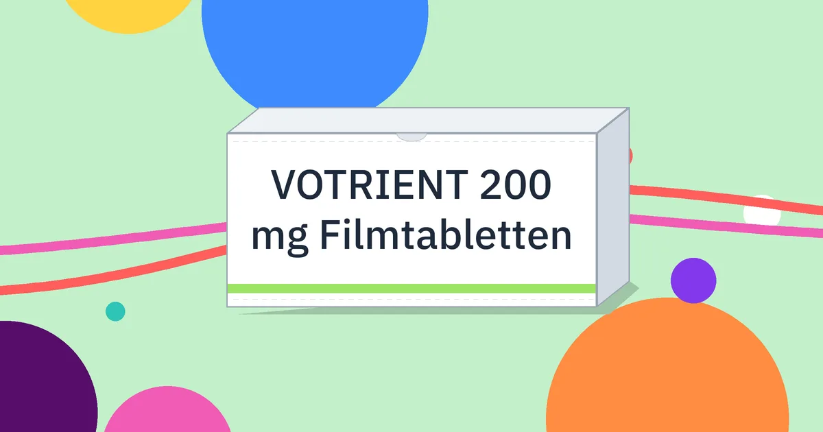 Symbolbild: Packung mit der Aufschrift VOTRIENT 200 mg Filmtabletten (PZN 09744021) – Verfügbarkeit und Bezug in Apotheken in Frankfurt am Main