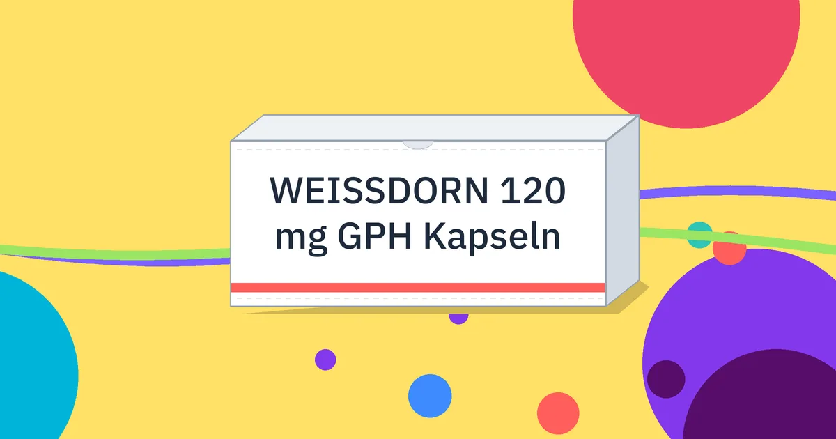 Symbolbild: Packung mit der Aufschrift WEISSDORN 120 mg GPH Kapseln (PZN 03461960) – Verfügbarkeit und Bezug in Apotheken in Frankfurt am Main