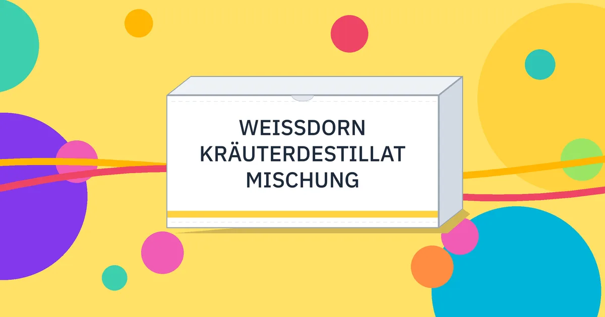 Symbolbild: Packung mit der Aufschrift WEISSDORN KRÄUTERDESTILLAT MISCHUNG (PZN 04855336) – Verfügbarkeit und Bezug in Apotheken in Frankfurt am Main