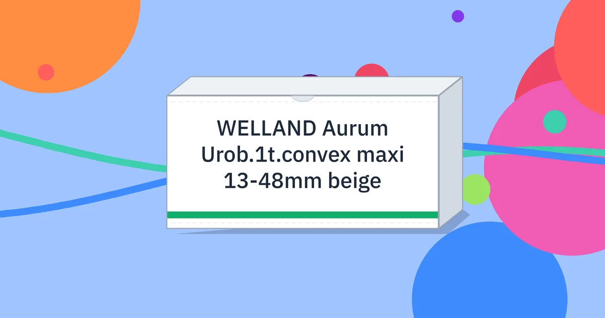 Symbolbild: Packung mit der Aufschrift WELLAND Aurum Urob.1t.convex maxi 13-48mm beige (PZN 13921523) – Verfügbarkeit und Bezug in Apotheken in Frankfurt am Main