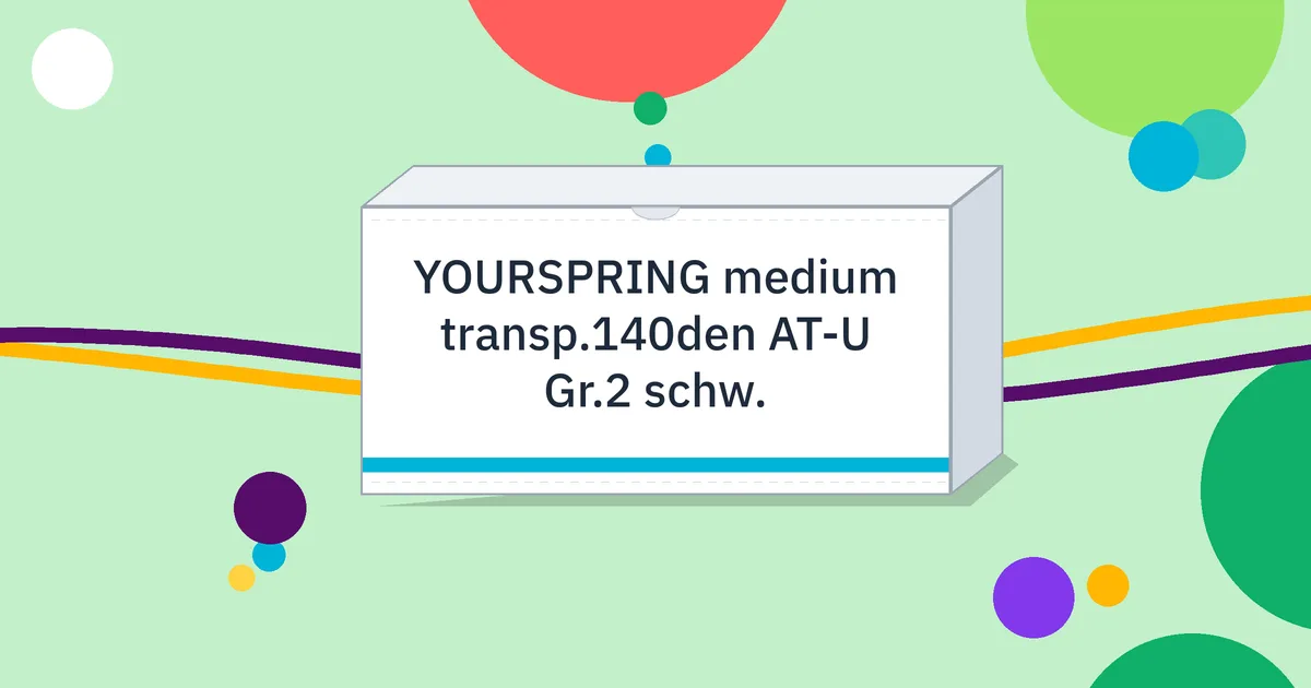 Symbolbild: Packung mit der Aufschrift YOURSPRING medium transp.140den AT-U Gr.2 schw. (PZN 18057466) – Verfügbarkeit und Bezug in Apotheken in Frankfurt am Main