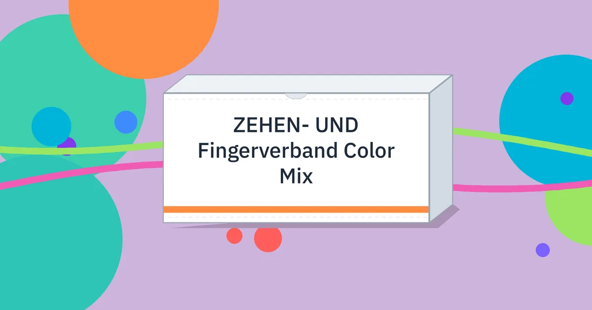Symbolbild: Packung mit der Aufschrift ZEHEN- UND Fingerverband Color Mix (PZN 19106480) – Verfügbarkeit und Bezug in Apotheken in Frankfurt am Main