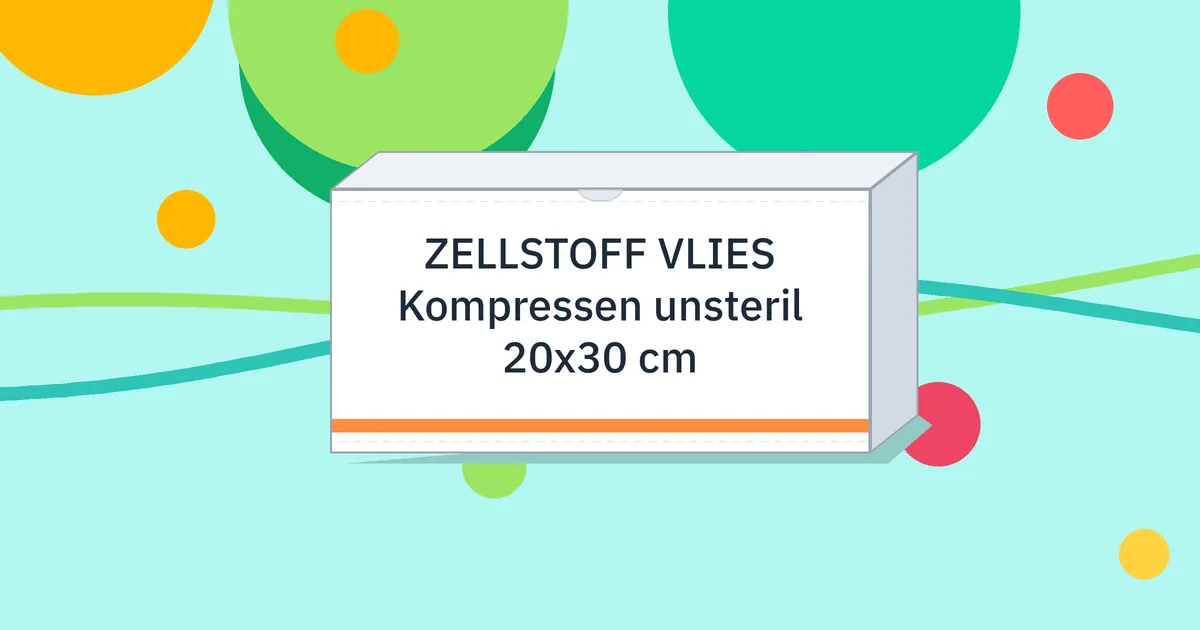 Symbolbild: Packung mit der Aufschrift ZELLSTOFF VLIES Kompressen unsteril 20x30 cm (PZN 04082578) – Verfügbarkeit und Bezug in Apotheken in Frankfurt am Main