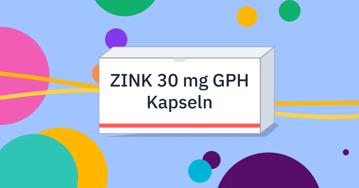 Symbolbild: Packung mit der Aufschrift ZINK 30 mg GPH Kapseln (PZN 12635608) – Verfügbarkeit und Bezug in Apotheken in Frankfurt am Main