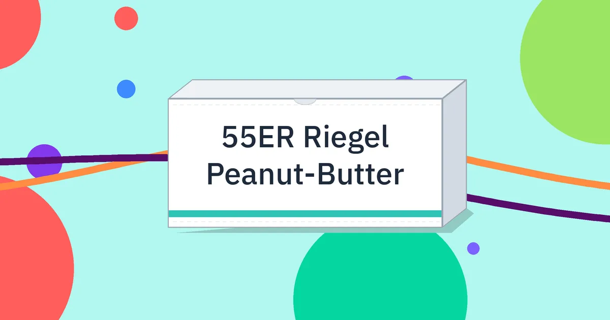 Symbolbild: Packung mit der Aufschrift 55ER Riegel Peanut-Butter (PZN 10732425) – Verfügbarkeit und Bezug in Apotheken in Frankfurt am Main