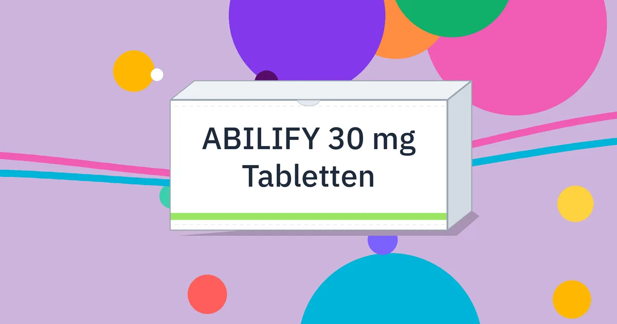 Symbolbild: Packung mit der Aufschrift ABILIFY 30 mg Tabletten (PZN 07550264) – Verfügbarkeit und Bezug in Apotheken in Frankfurt am Main