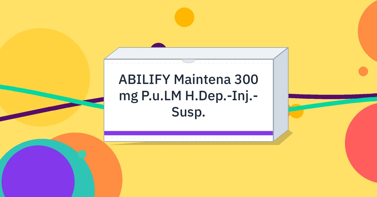 Symbolbild: Packung mit der Aufschrift ABILIFY Maintena 300 mg P.u.LM H.Dep.-Inj.-Susp. (PZN 11303175) – Verfügbarkeit und Bezug in Apotheken in Frankfurt am Main