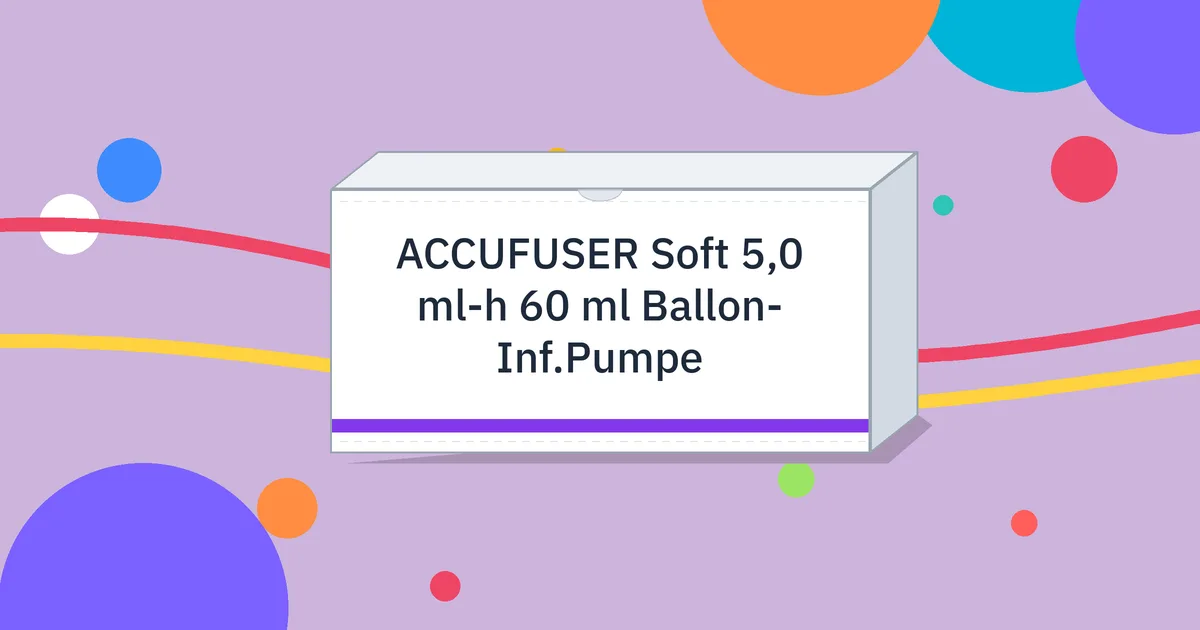 Symbolbild: Packung mit der Aufschrift ACCUFUSER Soft 5,0 ml-h 60 ml Ballon-Inf.Pumpe (PZN 19901119) – Verfügbarkeit und Bezug in Apotheken in Frankfurt am Main