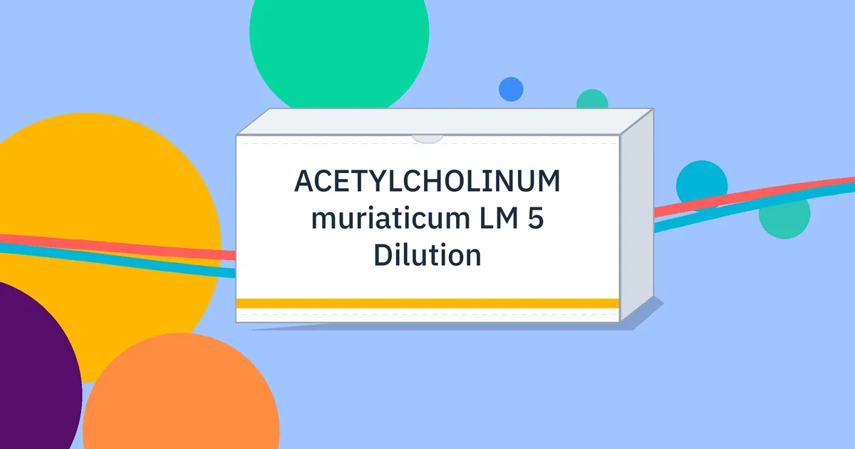 Symbolbild: Packung mit der Aufschrift ACETYLCHOLINUM muriaticum LM 5 Dilution (PZN 13265875) – Verfügbarkeit und Bezug in Apotheken in Frankfurt am Main