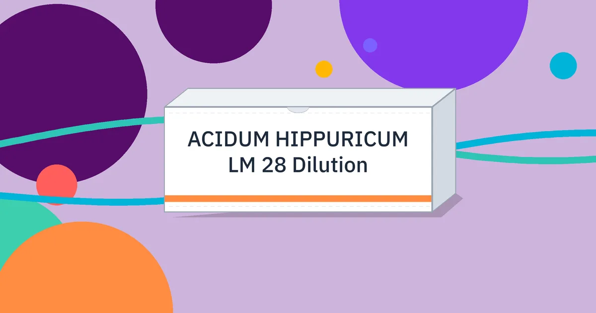Symbolbild: Packung mit der Aufschrift ACIDUM HIPPURICUM LM 28 Dilution (PZN 13277743) – Verfügbarkeit und Bezug in Apotheken in Frankfurt am Main