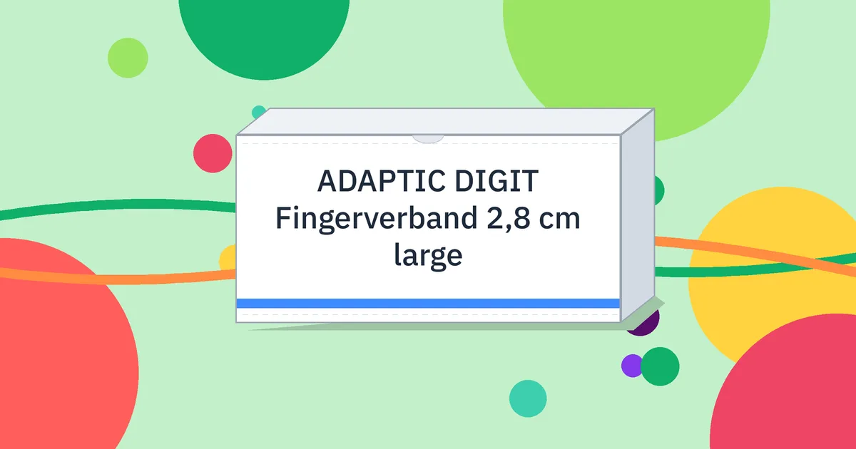 Symbolbild: Packung mit der Aufschrift ADAPTIC DIGIT Fingerverband 2,8 cm large (PZN 17311201) – Verfügbarkeit und Bezug in Apotheken in Frankfurt am Main