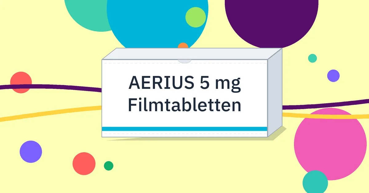 Symbolbild: Packung mit der Aufschrift AERIUS 5 mg Filmtabletten (PZN 11103281) – Verfügbarkeit und Bezug in Apotheken in Frankfurt am Main