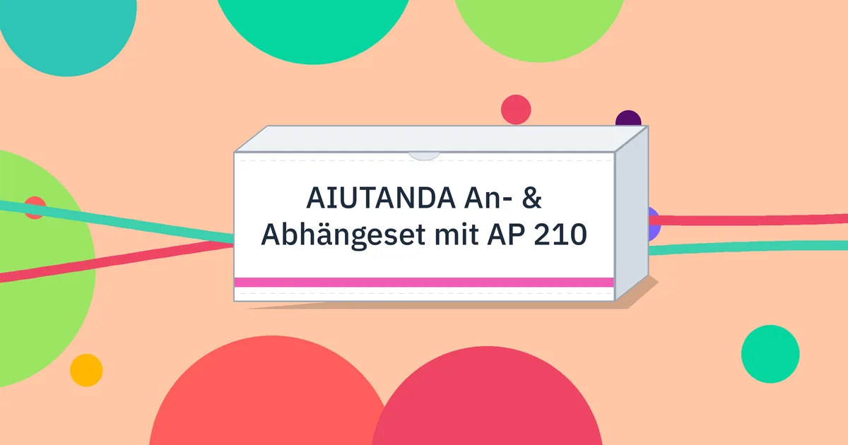 Symbolbild: Packung mit der Aufschrift AIUTANDA An- & Abhängeset mit AP 210 (PZN 18130269) – Verfügbarkeit und Bezug in Apotheken in Frankfurt am Main