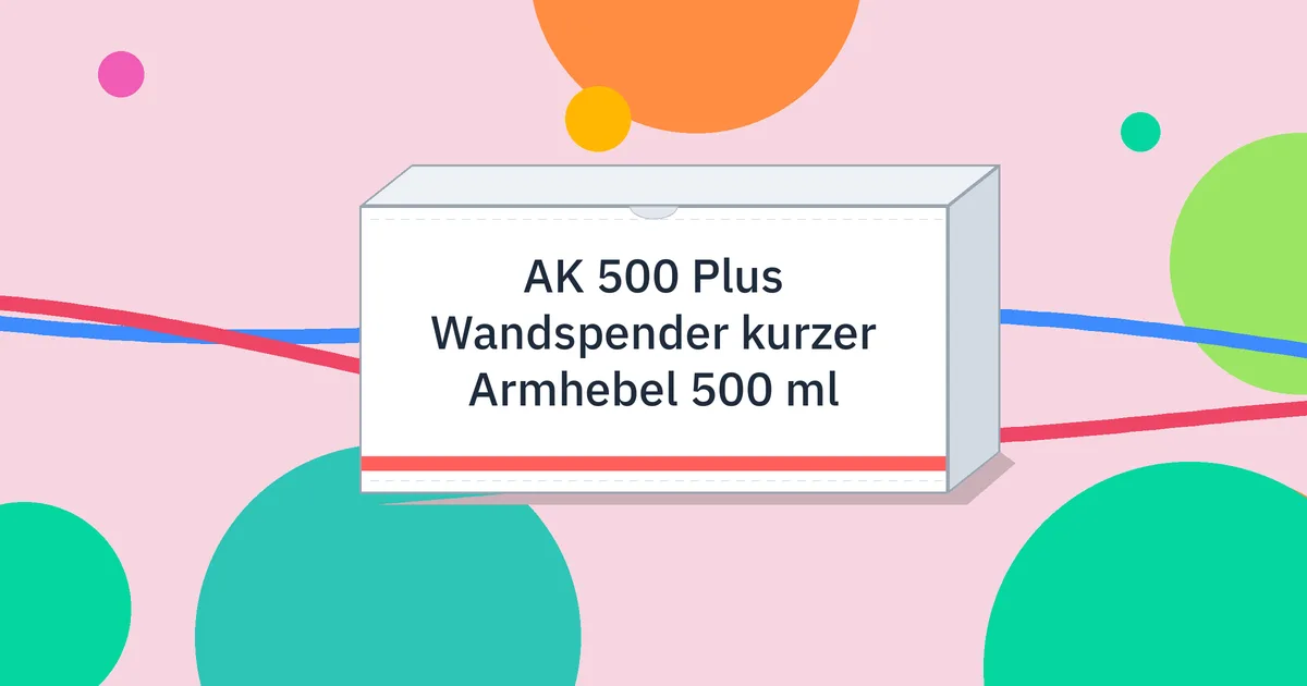Symbolbild: Packung mit der Aufschrift AK 500 Plus Wandspender kurzer Armhebel 500 ml (PZN 15870853) – Verfügbarkeit und Bezug in Apotheken in Frankfurt am Main