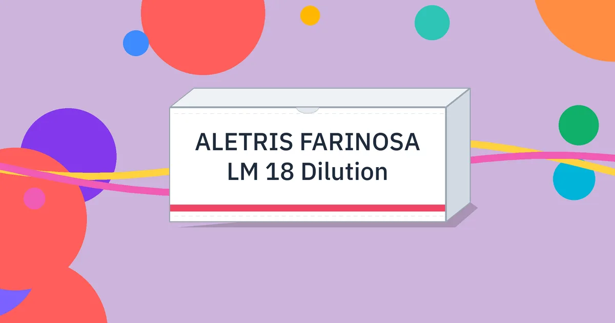 Symbolbild: Packung mit der Aufschrift ALETRIS FARINOSA LM 18 Dilution (PZN 13309762) – Verfügbarkeit und Bezug in Apotheken in Frankfurt am Main