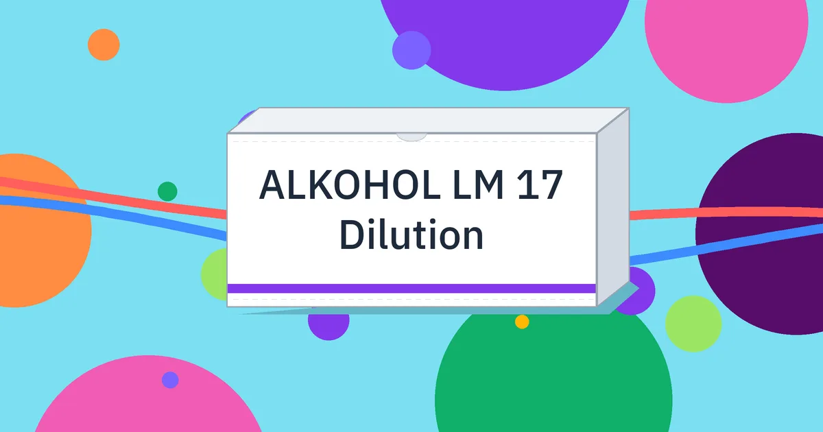 Symbolbild: Packung mit der Aufschrift ALKOHOL LM 17 Dilution (PZN 13311138) – Verfügbarkeit und Bezug in Apotheken in Frankfurt am Main