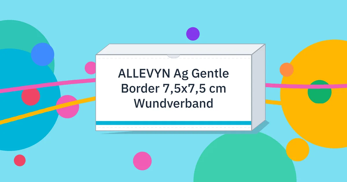 Symbolbild: Packung mit der Aufschrift ALLEVYN Ag Gentle Border 7,5x7,5 cm Wundverband (PZN 13902106) – Verfügbarkeit und Bezug in Apotheken in Frankfurt am Main