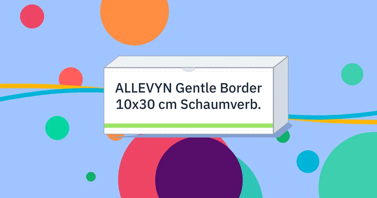 Symbolbild: Packung mit der Aufschrift ALLEVYN Gentle Border 10x30 cm Schaumverb. (PZN 12911327) – Verfügbarkeit und Bezug in Apotheken in Frankfurt am Main