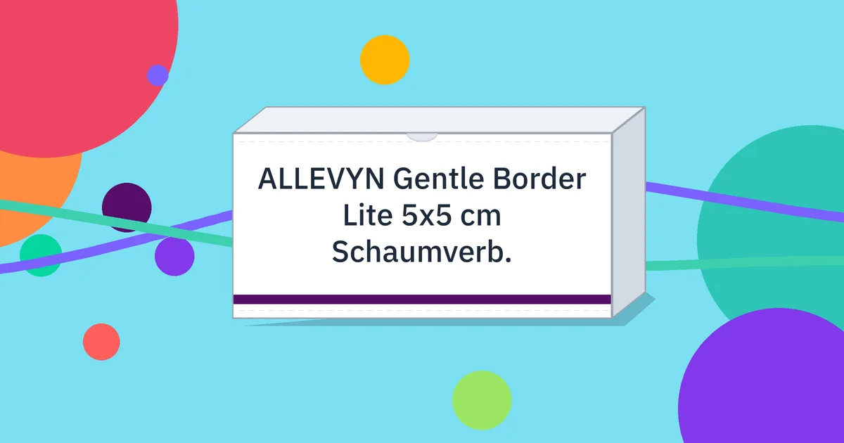 Symbolbild: Packung mit der Aufschrift ALLEVYN Gentle Border Lite 5x5 cm Schaumverb. (PZN 19899836) – Verfügbarkeit und Bezug in Apotheken in Frankfurt am Main