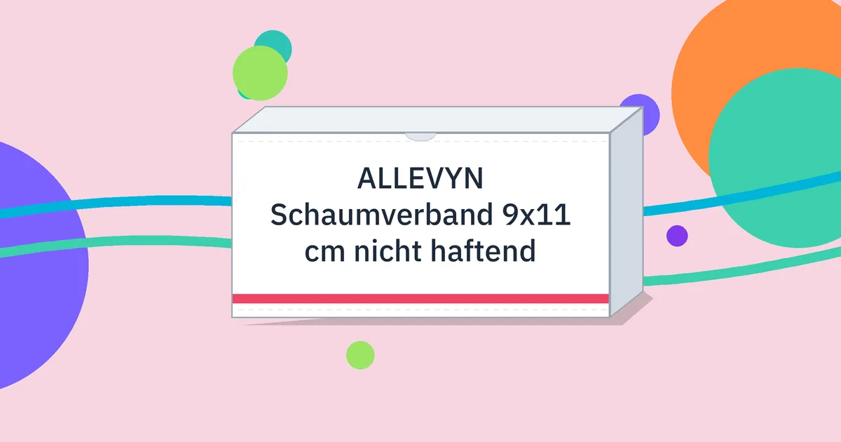 Symbolbild: Packung mit der Aufschrift ALLEVYN Schaumverband 9x11 cm nicht haftend (PZN 18799452) – Verfügbarkeit und Bezug in Apotheken in Frankfurt am Main