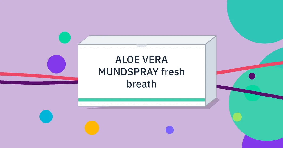 Symbolbild: Packung mit der Aufschrift ALOE VERA MUNDSPRAY fresh breath (PZN 11129553) – Verfügbarkeit und Bezug in Apotheken in Frankfurt am Main