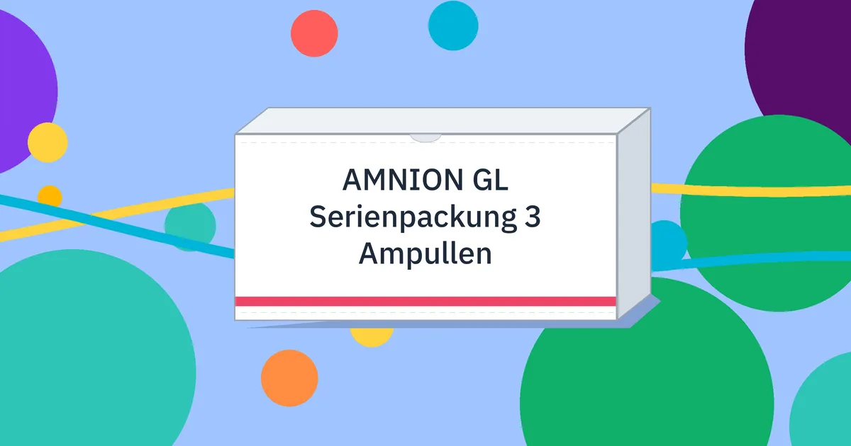 Symbolbild: Packung mit der Aufschrift AMNION GL Serienpackung 3 Ampullen (PZN 02493001) – Verfügbarkeit und Bezug in Apotheken in Frankfurt am Main