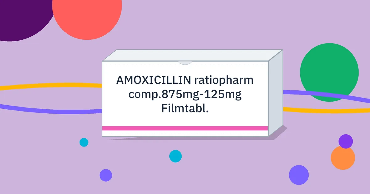 Symbolbild: Packung mit der Aufschrift AMOXICILLIN ratiopharm comp.875mg-125mg Filmtabl. (PZN 00021769) – Verfügbarkeit und Bezug in Apotheken in Frankfurt am Main