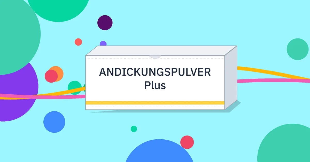 Symbolbild: Packung mit der Aufschrift ANDICKUNGSPULVER Plus (PZN 20649872) – Verfügbarkeit und Bezug in Apotheken in Frankfurt am Main