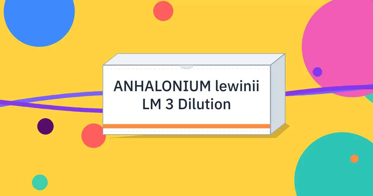 Symbolbild: Packung mit der Aufschrift ANHALONIUM lewinii LM 3 Dilution (PZN 13368799) – Verfügbarkeit und Bezug in Apotheken in Frankfurt am Main
