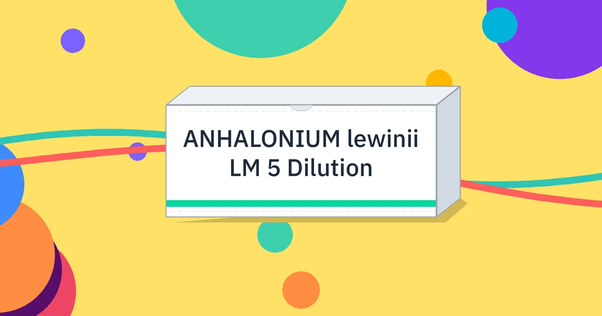 Symbolbild: Packung mit der Aufschrift ANHALONIUM lewinii LM 5 Dilution (PZN 13368836) – Verfügbarkeit und Bezug in Apotheken in Frankfurt am Main
