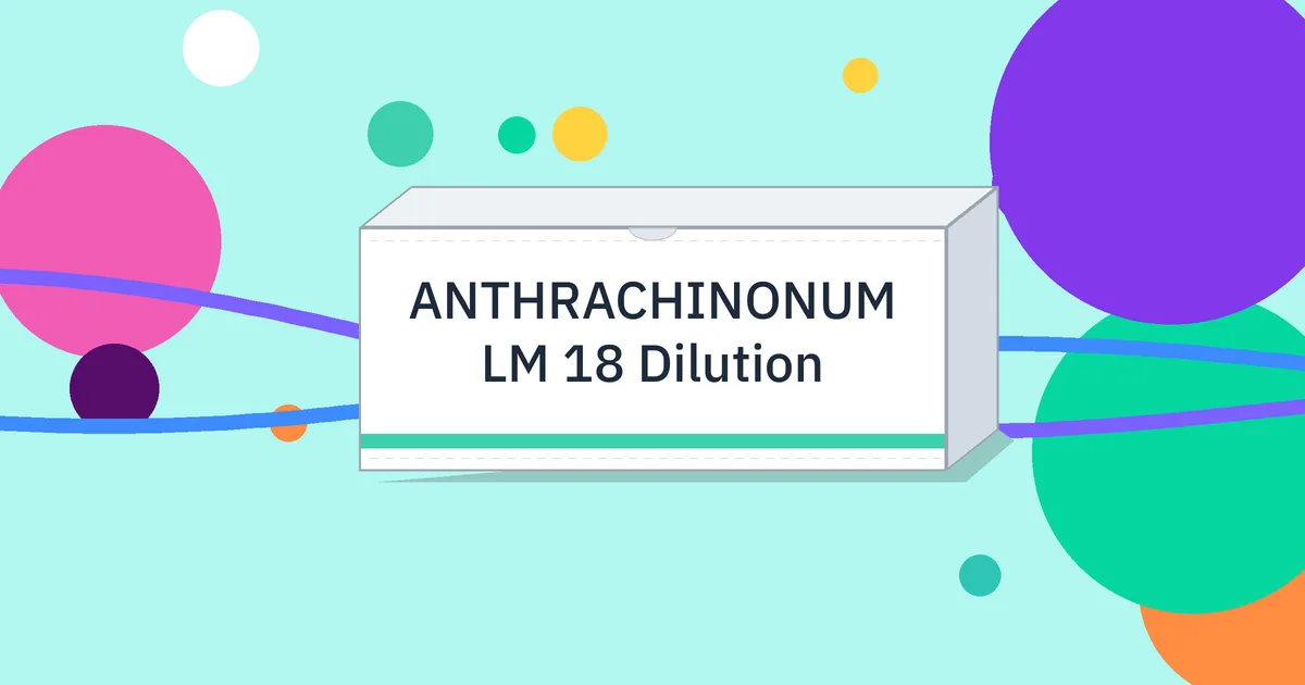 Symbolbild: Packung mit der Aufschrift ANTHRACHINONUM LM 18 Dilution (PZN 13370827) – Verfügbarkeit und Bezug in Apotheken in Frankfurt am Main