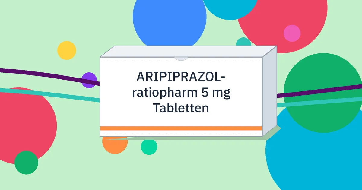 Symbolbild: Packung mit der Aufschrift ARIPIPRAZOL-ratiopharm 5 mg Tabletten (PZN 13981755) – Verfügbarkeit und Bezug in Apotheken in Frankfurt am Main