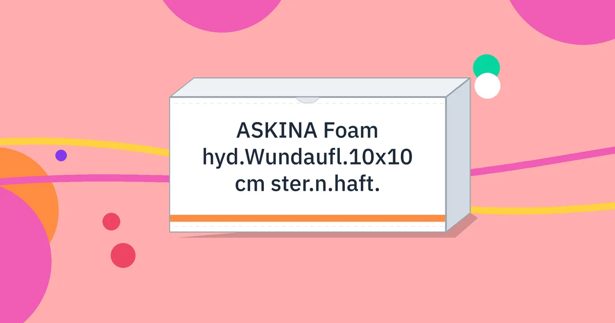 Symbolbild: Packung mit der Aufschrift ASKINA Foam hyd.Wundaufl.10x10 cm ster.n.haft. (PZN 02231548) – Verfügbarkeit und Bezug in Apotheken in Frankfurt am Main