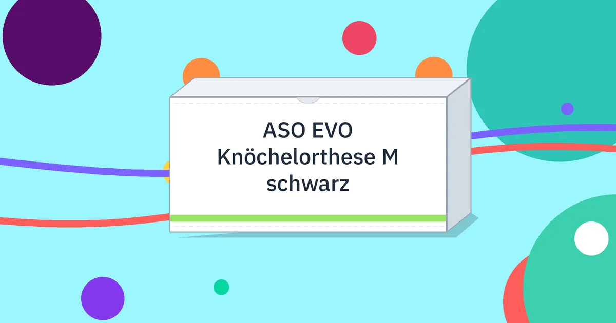 Symbolbild: Packung mit der Aufschrift ASO EVO Knöchelorthese M schwarz (PZN 06432166) – Verfügbarkeit und Bezug in Apotheken in Frankfurt am Main