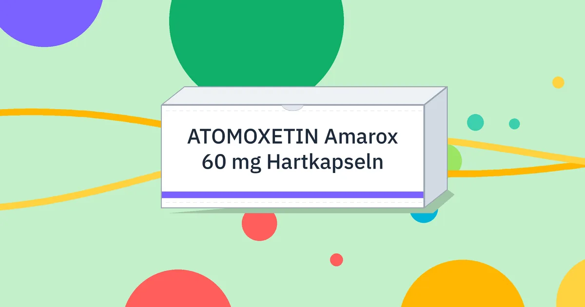 Symbolbild: Packung mit der Aufschrift ATOMOXETIN Amarox 60 mg Hartkapseln (PZN 19178657) – Verfügbarkeit und Bezug in Apotheken in Frankfurt am Main