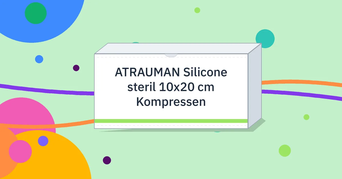 Symbolbild: Packung mit der Aufschrift ATRAUMAN Silicone steril 10x20 cm Kompressen (PZN 17433335) – Verfügbarkeit und Bezug in Apotheken in Frankfurt am Main