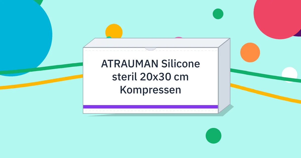 Symbolbild: Packung mit der Aufschrift ATRAUMAN Silicone steril 20x30 cm Kompressen (PZN 11318604) – Verfügbarkeit und Bezug in Apotheken in Frankfurt am Main