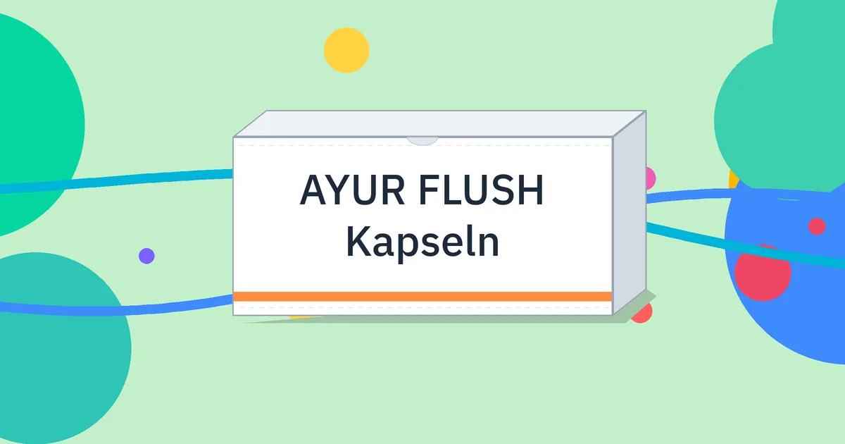 Symbolbild: Packung mit der Aufschrift AYUR FLUSH Kapseln (PZN 03254965) – Verfügbarkeit und Bezug in Apotheken in Frankfurt am Main