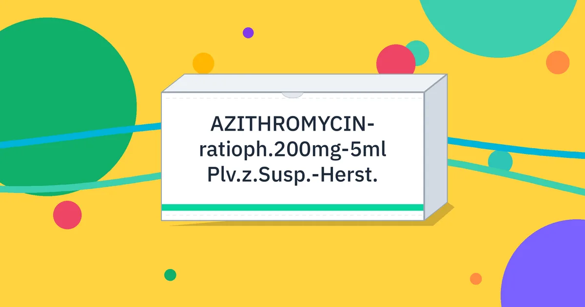 Symbolbild: Packung mit der Aufschrift AZITHROMYCIN-ratioph.200mg-5ml Plv.z.Susp.-Herst. (PZN 00463740) – Verfügbarkeit und Bezug in Apotheken in Frankfurt am Main