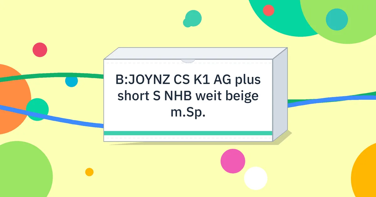 Symbolbild: Packung mit der Aufschrift B:JOYNZ CS K1 AG plus short S NHB weit beige m.Sp. (PZN 20532489) – Verfügbarkeit und Bezug in Apotheken in Frankfurt am Main