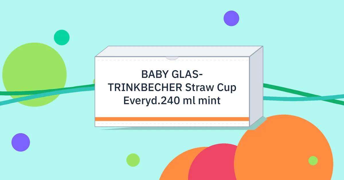 Symbolbild: Packung mit der Aufschrift BABY GLAS-TRINKBECHER Straw Cup Everyd.240 ml mint (PZN 16652070) – Verfügbarkeit und Bezug in Apotheken in Frankfurt am Main